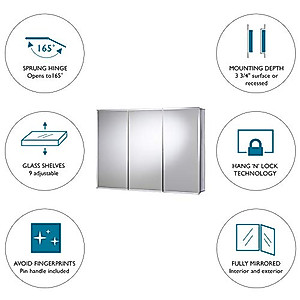 Jacuzzi PD48000 PD48000 26" H x 36" W x 5-1/4" D Triple Door Medicine Cabinet