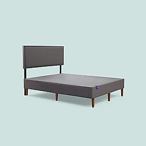 Purple Bed Frame – Charcoal, Cal King, Durable Platform, Easy Assembly, Upholstered with Tapered Wooden Legs, Stylish and Strong