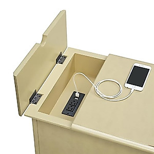 Martin Svensson Home Elegant Chairside End Table with Power, Antique Cream White