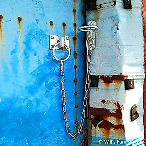 Will's Family Store 20 inch Stainless Steel Barn Chain with Carabiner for Livestock Gate Latch 2 Pack