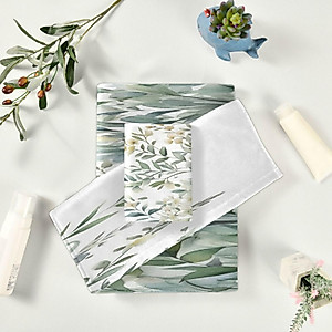 Flradish Green Leaves Towels 3 Pack Bath Towels for Bathroom Set Soft Cotton Highly Absorbent Lightweight & Quickdry Towel Set 1 Bath Towel,1 Hand Towel,1 Washclothe