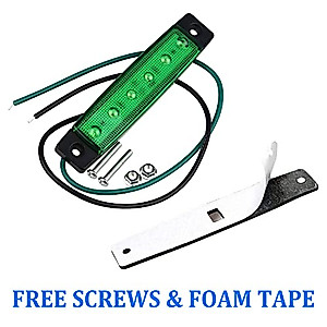FXC 10x 6 LED Clearence Truck Bus Trailer Side Marker Indicators Light Tail Taillight Brake Stop Lamp 12V (Green)¡­