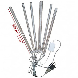 MIS1950s Christmas Lights Meteor Shower Lights 11.8'' 6pc Spiral Tubes 144 LEDs Waterproof Icicle Snowfall String Lights for Wedding Christmas Xmas Halloween Garden Tree Home Decor (Yellow)