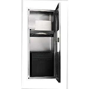 BOBRICK 36903 TrimLineSeries Stainless Steel Recessed Paper Towel Dispenser with 1.6-Gallon Waste Receptacle