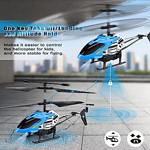 Dolanus RC Helicopters - Remote Control Helicopter Toys: One Key Take-Off/Landing, Automatic Altitude Hold, LED Light & 3.5 Channel Gyro Stabilizer, Flying Toys - Gift for Boys/Girls Kids Adults, Blue