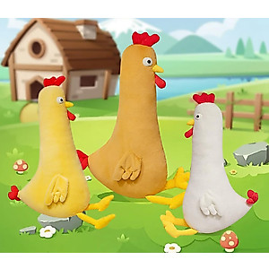 BIUBIULOVE Large Chicken Plushie Pillow, Chick Plush Stuffed Animal Toy, Birthday Xmas Gift for Kids Boys Girls (White)