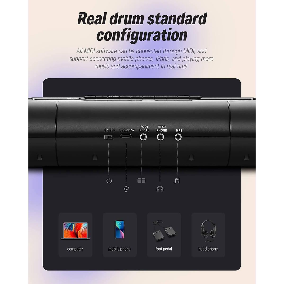 Donner Electronic Drum Set, 7 Pads Electric Drum Pad Roll Up Quiet Drum Pad Built-in Speaker, 40 Drum Lessons Included, Kids Holiday Christmas & Birthday Gift Instrument Toys(DED-20)