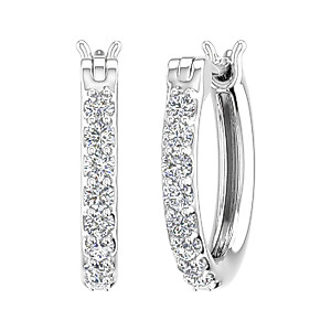 1/4 Carat Diamond Hoop Earrings in 10K White Gold