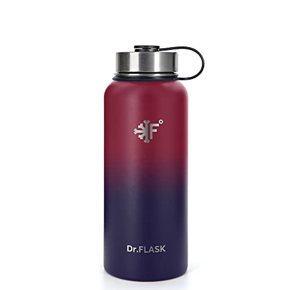 Dr.FLASK Sports Water Bottle - 32 Oz, 3 Lids (Straw Lid), Leak Proof, Vacuum Insulated Stainless Steel, Double Walled, Thermo Mug, Metal Canteen