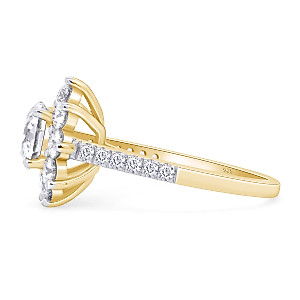 SAVEARTH DIAMONDS 1.70 Carat Round Cut Lab Created Moissanite Diamond Flower Engagement Wedding Ring In 14K Yellow Gold Over Sterling Silver Jewelry For Women (D Color, VVS1 Clarity) Ring Size-8.5