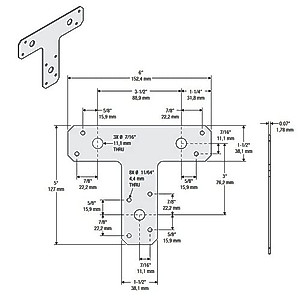 National Hardware N266-471 1161BC T Plates in Black finish,6" x 5", 1 Count
