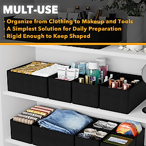 SpaceAid Drawer Organizer Clothes, 12 Pack Dresser Organizer Bins for Nursery, Closet Organization and Storage Dividers for Clothing, Baby Clothes, Underwears, Socks (Black)