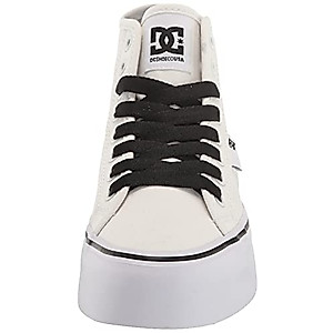 DC Women's Manual Hi Platform Skate Shoe, White/Black/Flower, 5