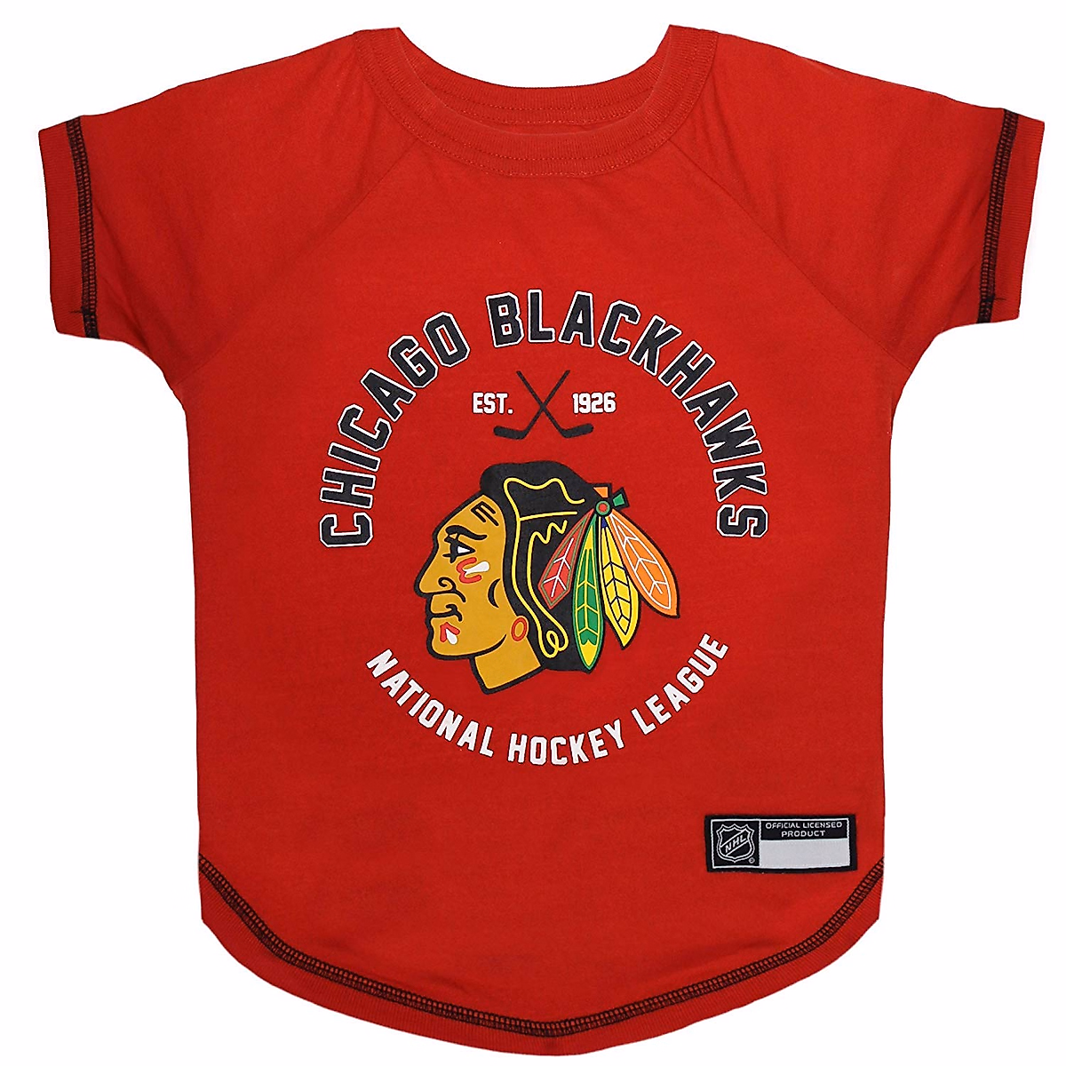 NHL Chicago Blackhawks Tee Shirt for Dogs & Cats, Small. - Are You A Hockey Fan? Let Your Pet Be An NHL Fan Too!