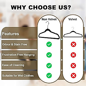 Quality Kids Plastic 30 Pack Non Velvet Non-Flocked Thin Compact Children's Hangers Swivel Hook for Shirts Blouse Coats (Black, 30)