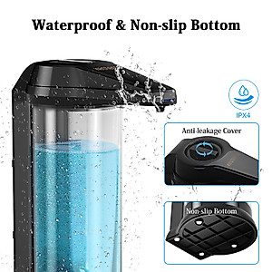 KESTERRA Automatic Soap Dispenser, 17oz/500ml Touchless Battery Operated Liquid Soap Dispenser with 7levels Adjustable Soap Volume, Perfect for Commercial or Household Use, Black