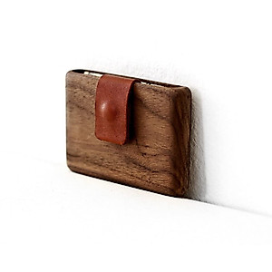 IPPINKA Minimalist Wallet for Men or Women - Wood Wallet - Walnut Wood with Leather Pull-Out Strap - Slim Card and Money Bill Holder