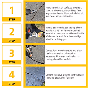 Sikaflex-410 Asphalt Sealant, Black, self-Leveling Hybrid sealant for Filling Cracks, for Private Asphalt driveways, roadways, Pavement, 9 fl.oz. Cartridge
