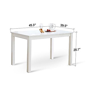 Livinia 4 Piece Cabin Wooden Dining Room Table Set with 2 Ladder Back Chairs and Bench (White)