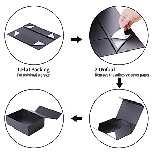 ELONG HOME Black Gift Box, 13"x 9"x 4" Large Gift Box with Ribbon and Magnetic Lid, DIY Paint/Writing Magnetic Gift Box for Small Business, Parties Apparel, Halloween and Christmas