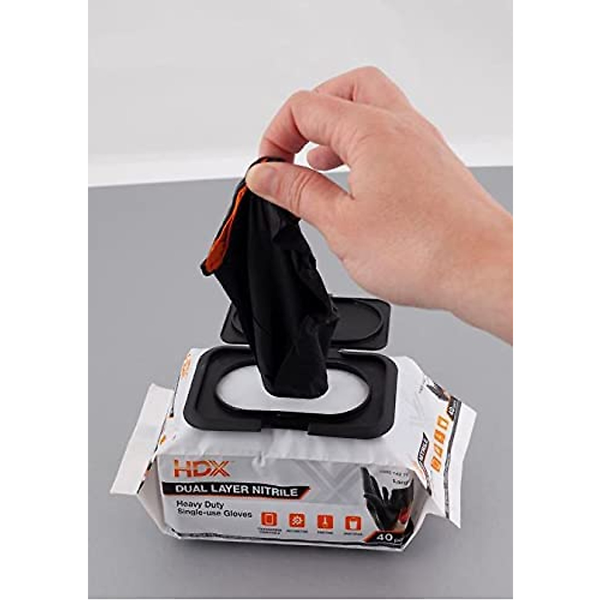 HDX Black Dual Layer 6ml Heavy Duty Disposable Nitrile Gloves 40 pack
