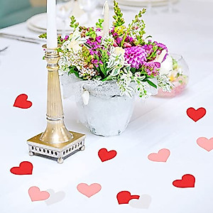 Whaline 300Pcs Valentine's Day Confetti Red White Pink Heart Paper Confetti Heart Shaped Table Confetti Decorations for Valentine's Day Wedding Graduations Birthday Party Table Decorations
