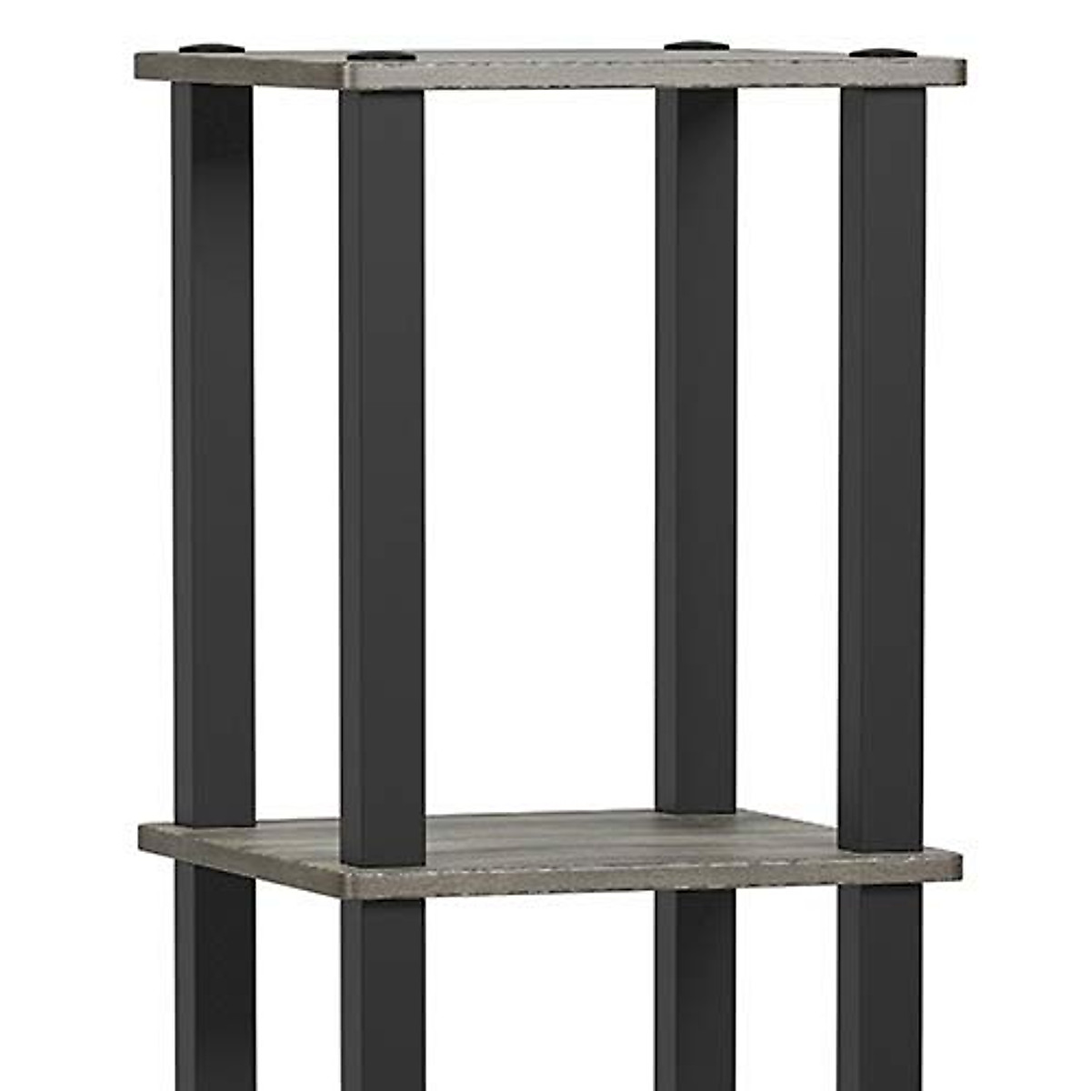 FURINNO Turn-S-Tube 5-Tier Corner Square Rack Display Shelf, French Oak Grey/Black