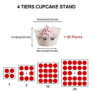 Cupcake Stand with Base, 4-Tier Square Acrylic Cupcake Display Stand Dessert Tower Pastry Stand Premium Cupcake Holder for Wedding Birthday Theme Party - Transparent