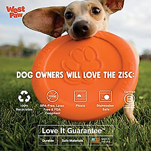 West Paw Zogoflex Zisc Dog Flying Disc, High Flying Aerodynamic Disc for Dogs Puppy – Lightweight, Floatable Disc for Fetch, Tug of War, Catch, Play – Doubles as Food/Water Bowl, Large 8.5", Tangerine