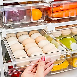 WuuusDay Storage For Fridge Organizerstorage,Refrigerator Organizer Bins with Handle,Fit For Fridge Shelf,Food Container Storage,Adjustable Fridge organizer (Family size:1 egg-2 no divider-4 grid)