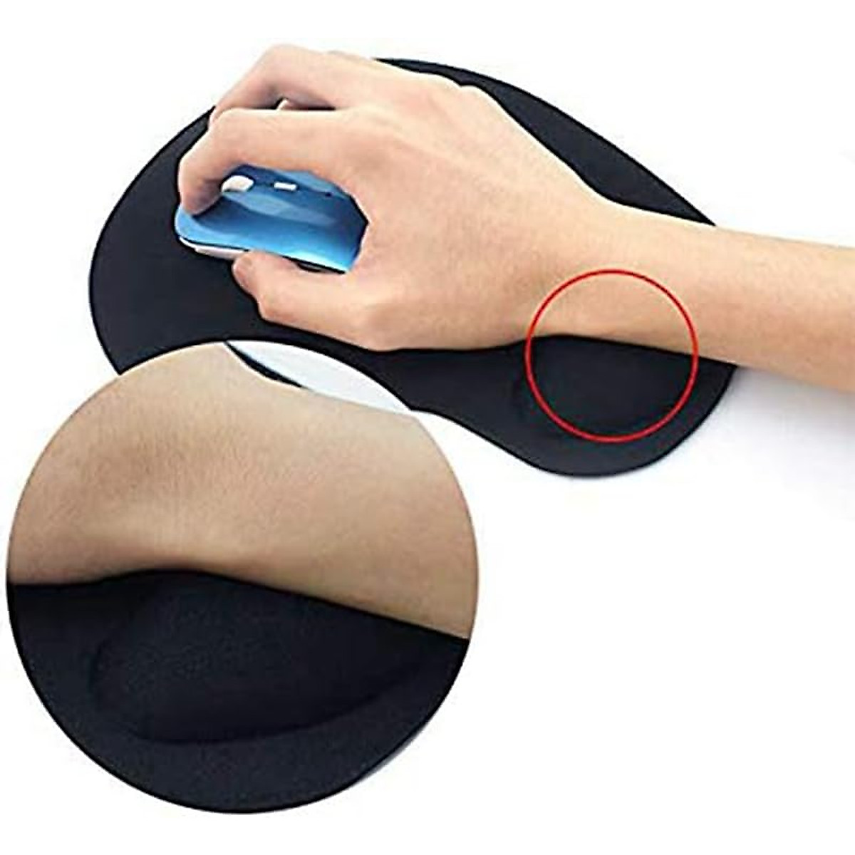 Mouse Pad, Mouse pad with Wrist Rest，Ergonomic Mouse Pad, Gel Cushion，Non-Slip PU Base for Easy Typing Pain Relief, Washable and Durable, Black