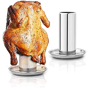 2 Packs Beer Can Chicken Holder for Grill Oven Smoker - Chicken Throne Whole Chicken Roaster With Canister for Crispy Skin And Moist Juicy Meat - Easy To Use And Clean Beer Chicken Stand for Grill