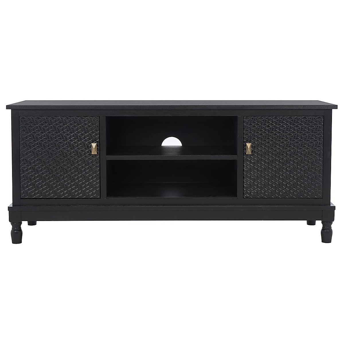 Safavieh Home Collection Halton Black 2-Door 1-Shelf Entertainment Stand up to 55" Flatscreen TV Media Unit