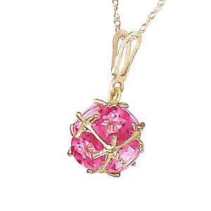 Galaxy Gold GG 3.70 Carat 14k 20" Solid Gold Necklace with Natural Pink Topaz