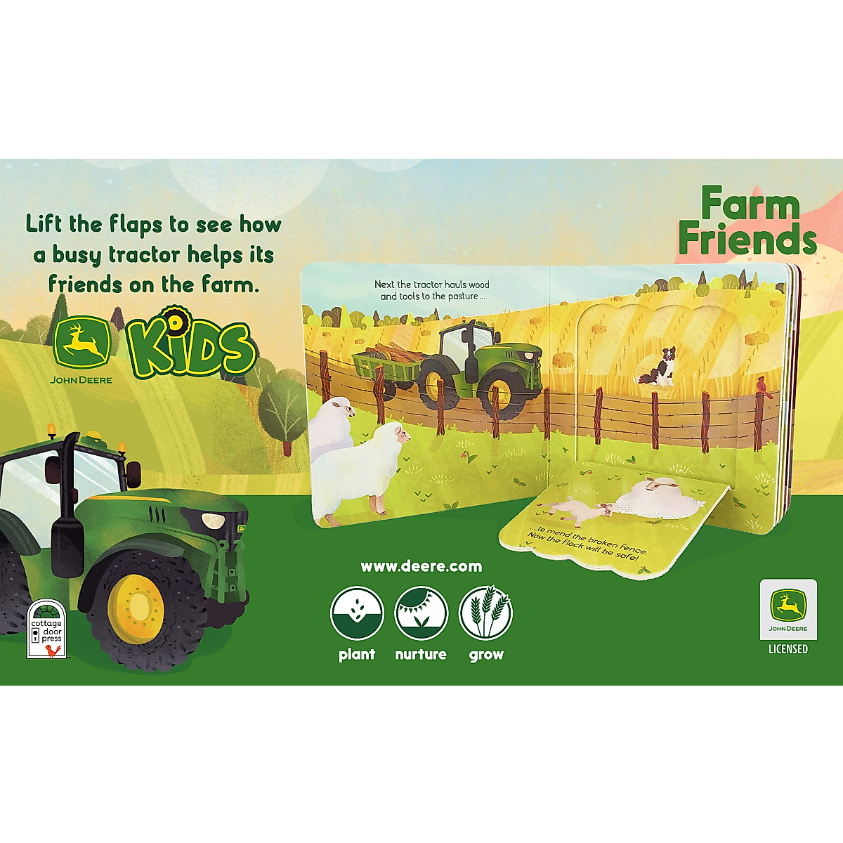 John Deere Kids Farm Friends Lift-a-Flap Board Book - Busy Tractor Helps Its Friends on the Farm