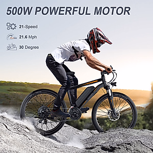 Wooken Electric Bike for Adults with Peak 750W Motor, 27.5'' Ebike with 48V 499WH Removable Battery, Up to 55 Miles Electric Mountain Bike, 21.6MPH Adults Electric Bicycle with LCD Display, 21 Speed