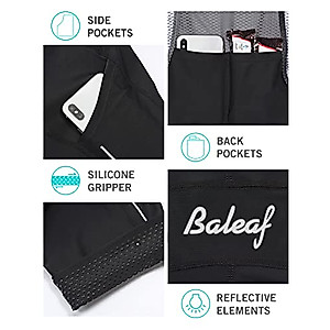 BALEAF Men's Cycling Bib Shorts 4D Padded, Road Bike Cycling Bibs Biking Bicycle Shorts Gel Pockets UPF50+ Black L