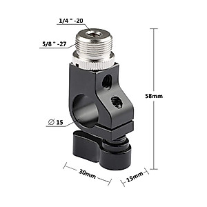 CAMVATE 15mm Rod Clamp With 5/8"-27 Screw Connectors For Microphone - 1938
