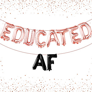 KatchOn, Rose Gold Educated AF Balloons Banner - 16 Inch | Educated AF Graduation Balloons for Graduation Decorations Class of 2024 | Educated AF Graduation Banner, 2024 Graduation Party Decorations