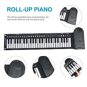 Roll Up Piano,49 Keys Electric Piano Keyboard,Portable Keyboard Piano,Keyboard Piano for Beginners(Silver)