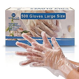 Without A P BULK (500 Count) LARGE Disposable Food Service Poly Gloves Cleaning BPA/Latex and Powder free for Kitchen,Cooking, Food Prep, BBQ (500, Large)