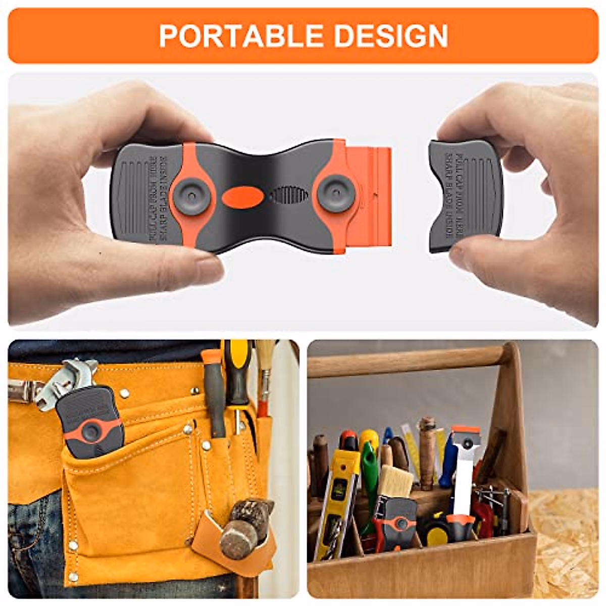 BSUXMAFG Razor Blade Scraper, 2PCS Razor Scraper Tool, 2-in-1 Razor Scraper Set with 30Pcs Razor Blades, for Removing Label, Registration Sticker, Tint, Grease from Windshield, Appliance, Glass