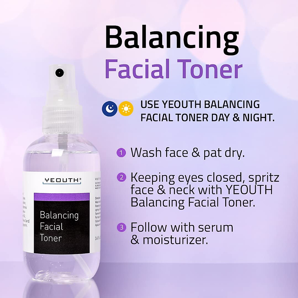 YEOUTH Hydrating Toner for Face Spray with Chamomile and Allantoin, Alcohol Free Refreshing Face Toner for Women and Men 3.4 Oz