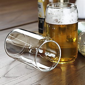 LUXU Beer Glass, 20 oz Can Shaped Beer Glasses Set of 4 -Craft Drinking Glasses,Large Beer Glasses for Any Drink and Any Occasion (Set of 4)