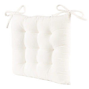 HLOVME Corduroy Chair Cushion with Ties Ultra Soft Warm Floor Cushion for Kids Reading Nook Comfortable Square Seat Cushion for Adult 15.7”x15.7”, White