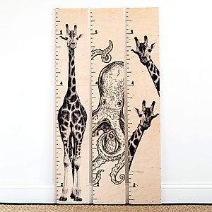 Headwaters Studio Animals Growth Chart for Kids - Baby Height Chart Height Tracker Kids Wooden Growth Chart for Wall Grow Chart Height Chart for Kids Safari Nursery, Giraffes - 46"x75"x.25
