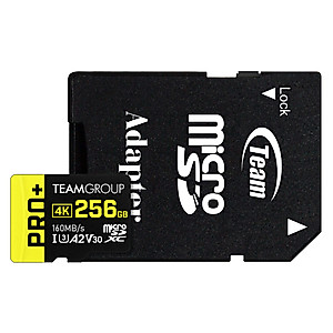 TEAMGROUP A2 Pro Plus Card 256GB Micro SDXC UHS-I U3 A2 V30, Read/Write up to 160/110 MB/s for Nintendo-Switch, Gaming Devices, Tablets, Smartphones, 4K Shooting, with Adapter TPPMSDX256GIA2V3003