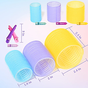 Jumbo Size Hair Roller Sets, Smilco 36 Pcs Self Grip Hair Curlers,3 Size Large Hair Rollers with 10 pack Hair Roller Clips for Long Medium Short Thick Fine Thin Hair Bangs Volume