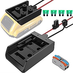 Power Wheel Adapter with Fuse&Switch for Dewalt 20V Battery, Non-Blown Tight Battery Adapter with 4Pcs 30A Fuse and Wire Terminal, 12 AWG Wire, DIY Use for Truck, Robotics, RC Toys and Work Lights