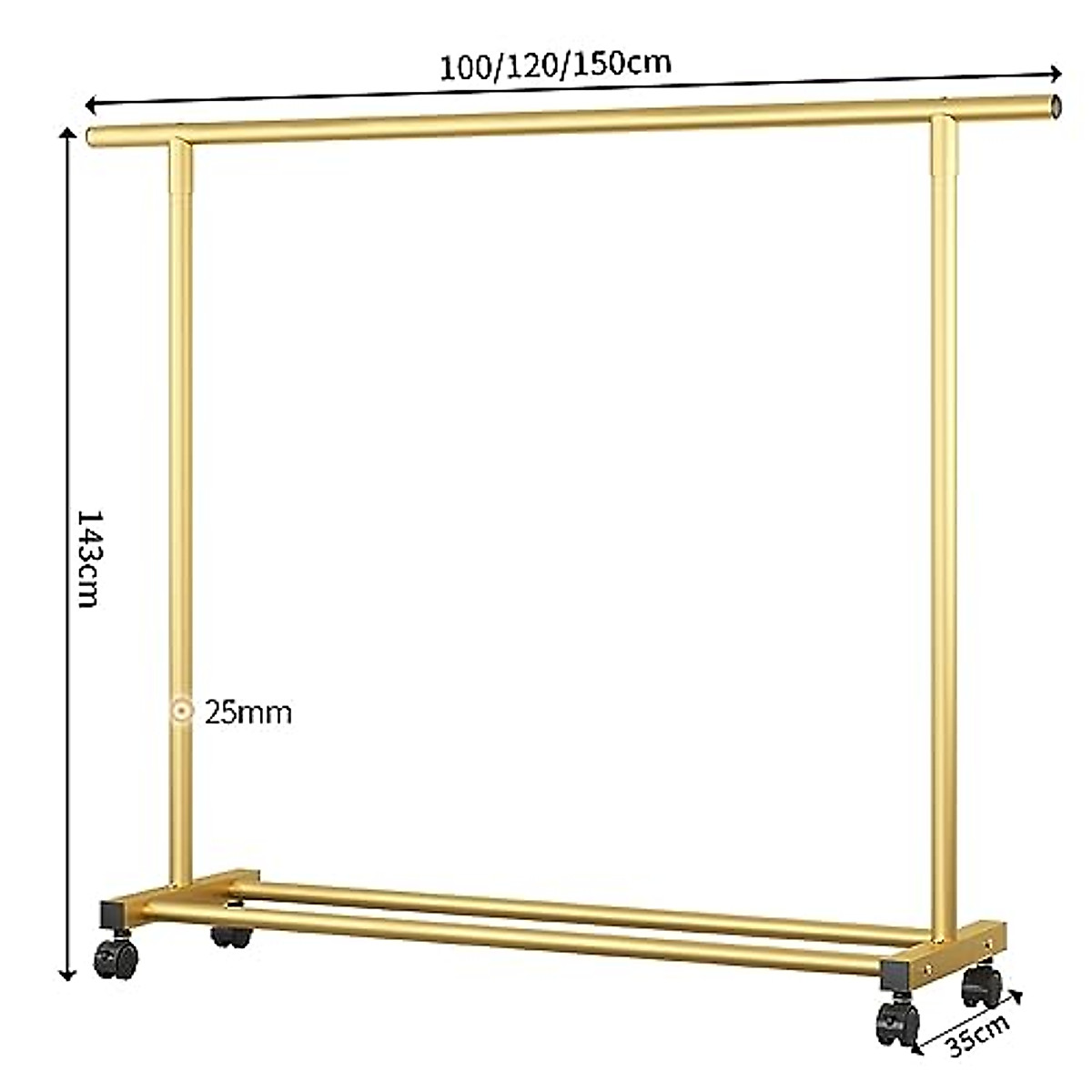 UEIDIHI Clothing Clothes Rack, Rolling Garment Organizer with Wheels and Bottom Rod, Portable Clothes Organizer Rod for Display & Hanging Clothes,Black,59in